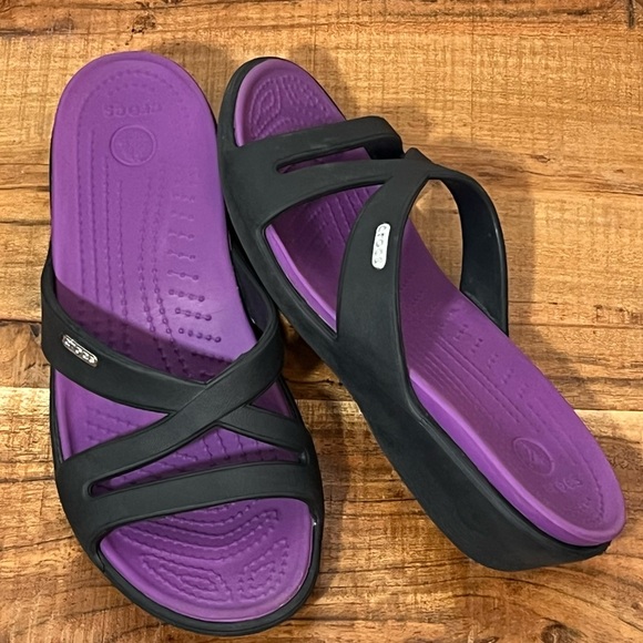 CROCS | Shoes | Crocs Sandals Womens 8 Patricia Wedge Slide Slip On ...
